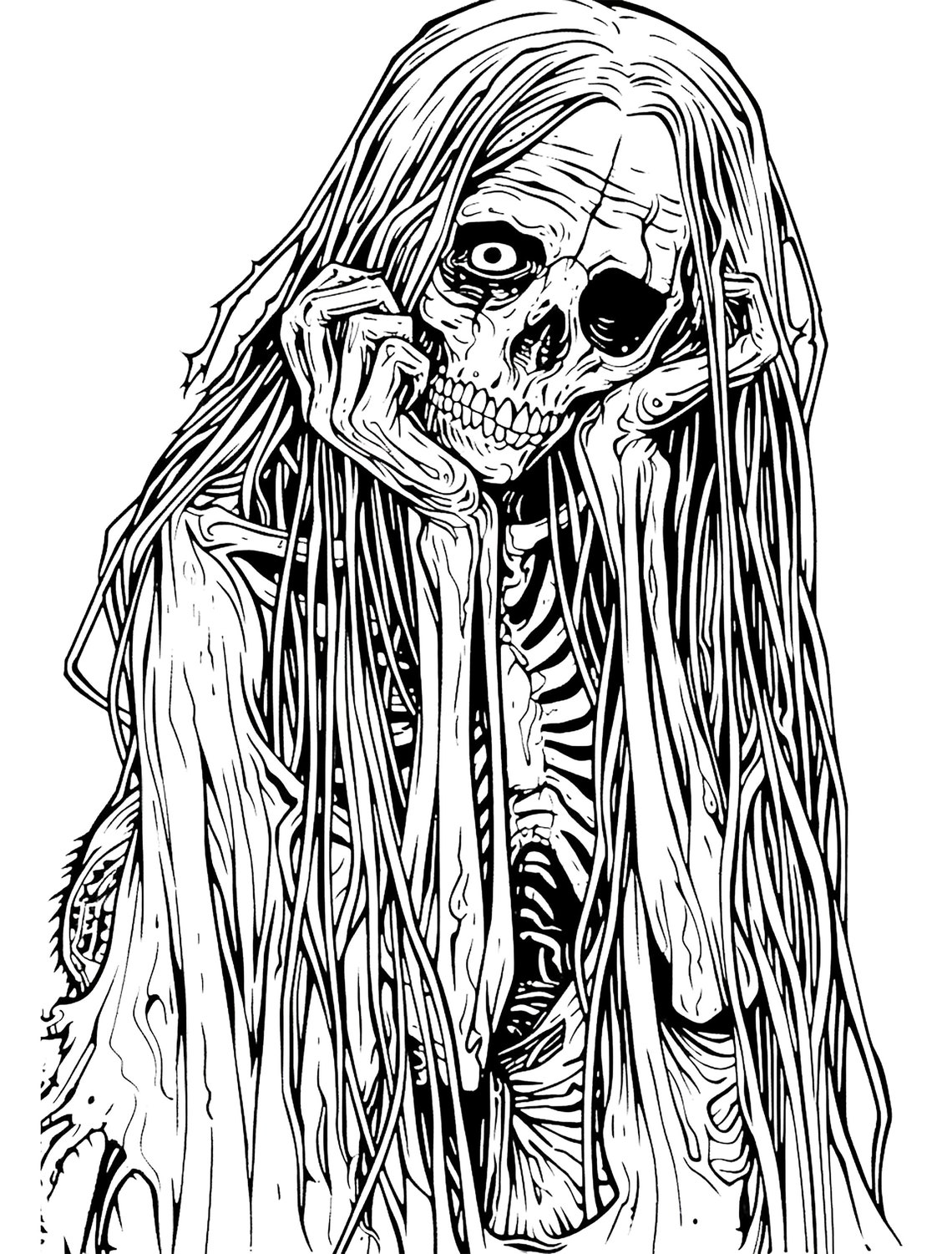 Skelly Zombie Halloween Coloring Page Set Digital Download Coloring ...