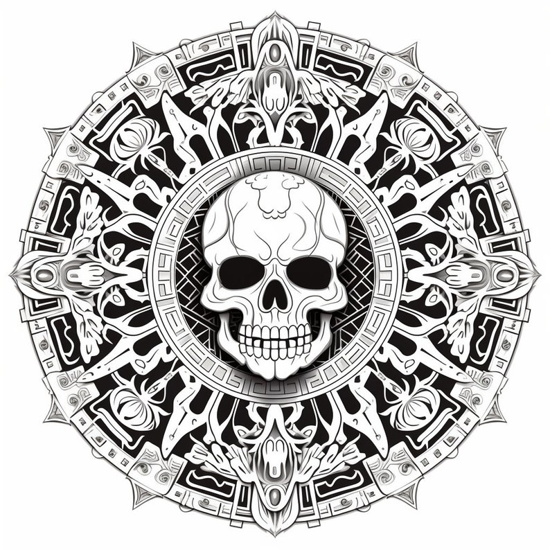 Skull Mandala Halloween Coloring Page Set | Digital Download Coloring ...