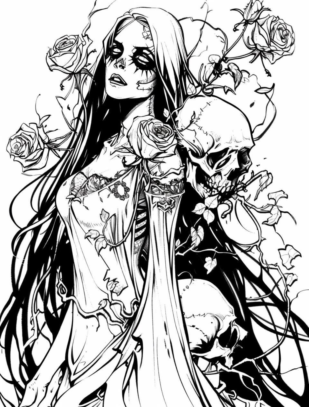 Roses and Thorns Coloring Page Set | Digital Download Coloring Book ...