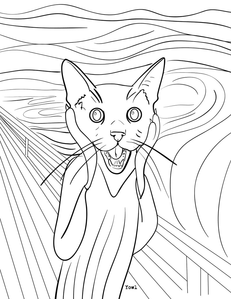 Yowl Classic Cats Coloring Page | Digital Download Adult Coloring Book ...
