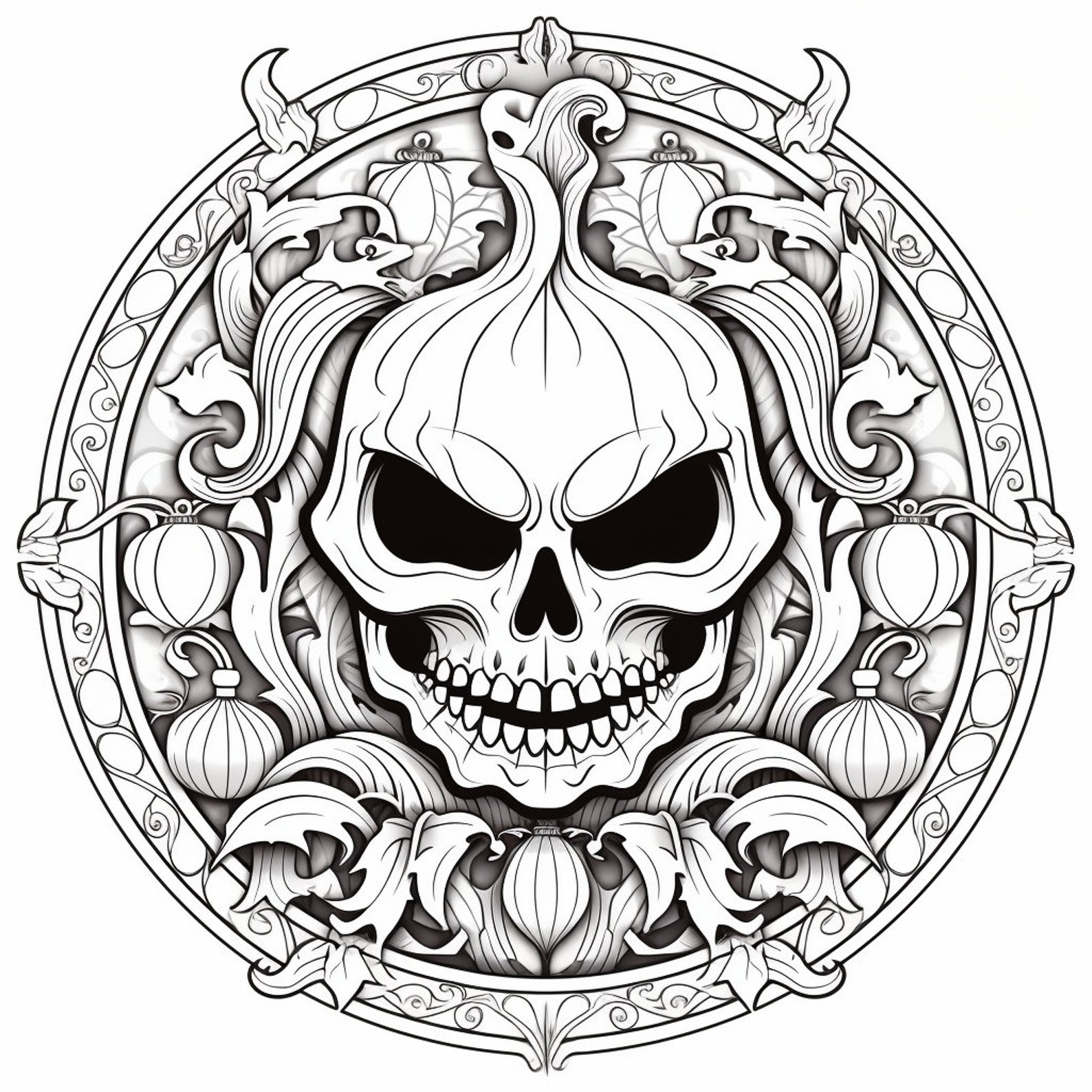 Skull Mandala Halloween Coloring Page Set | Digital Download Coloring ...