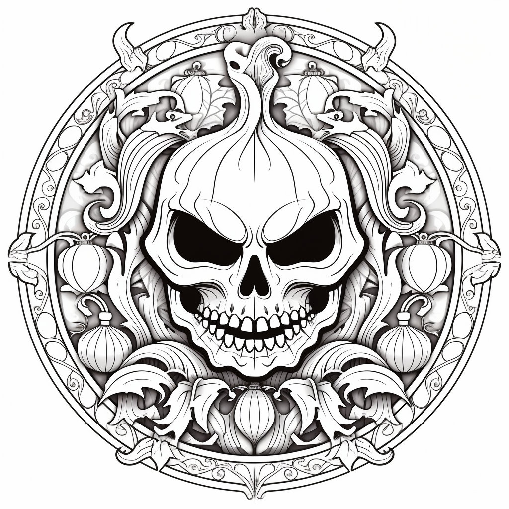 Skull Mandala Halloween Coloring Page Set | Digital Download Coloring ...