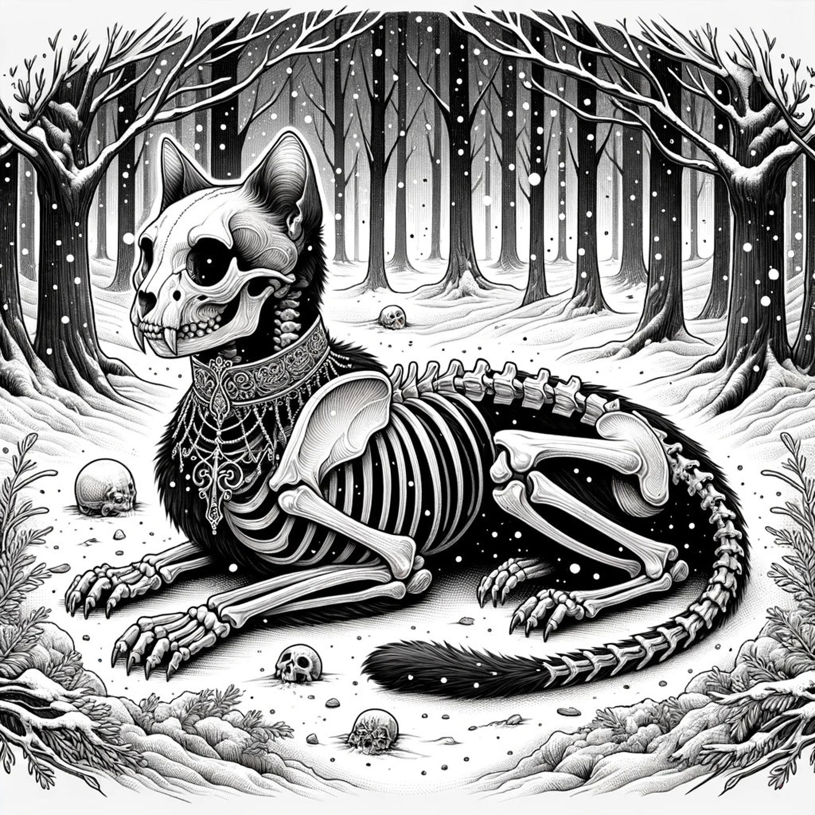 Skelly Cat Coloring Page Set | Digital Download Coloring Book Pages ...
