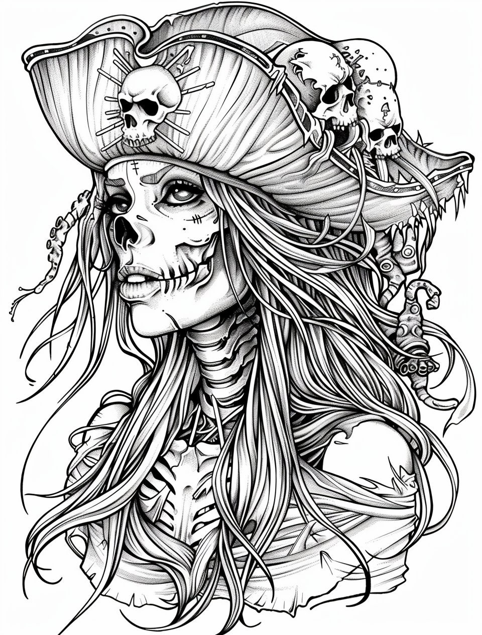 Skelly Pirate Coloring Page Set | Digital Download Coloring Book Pages ...