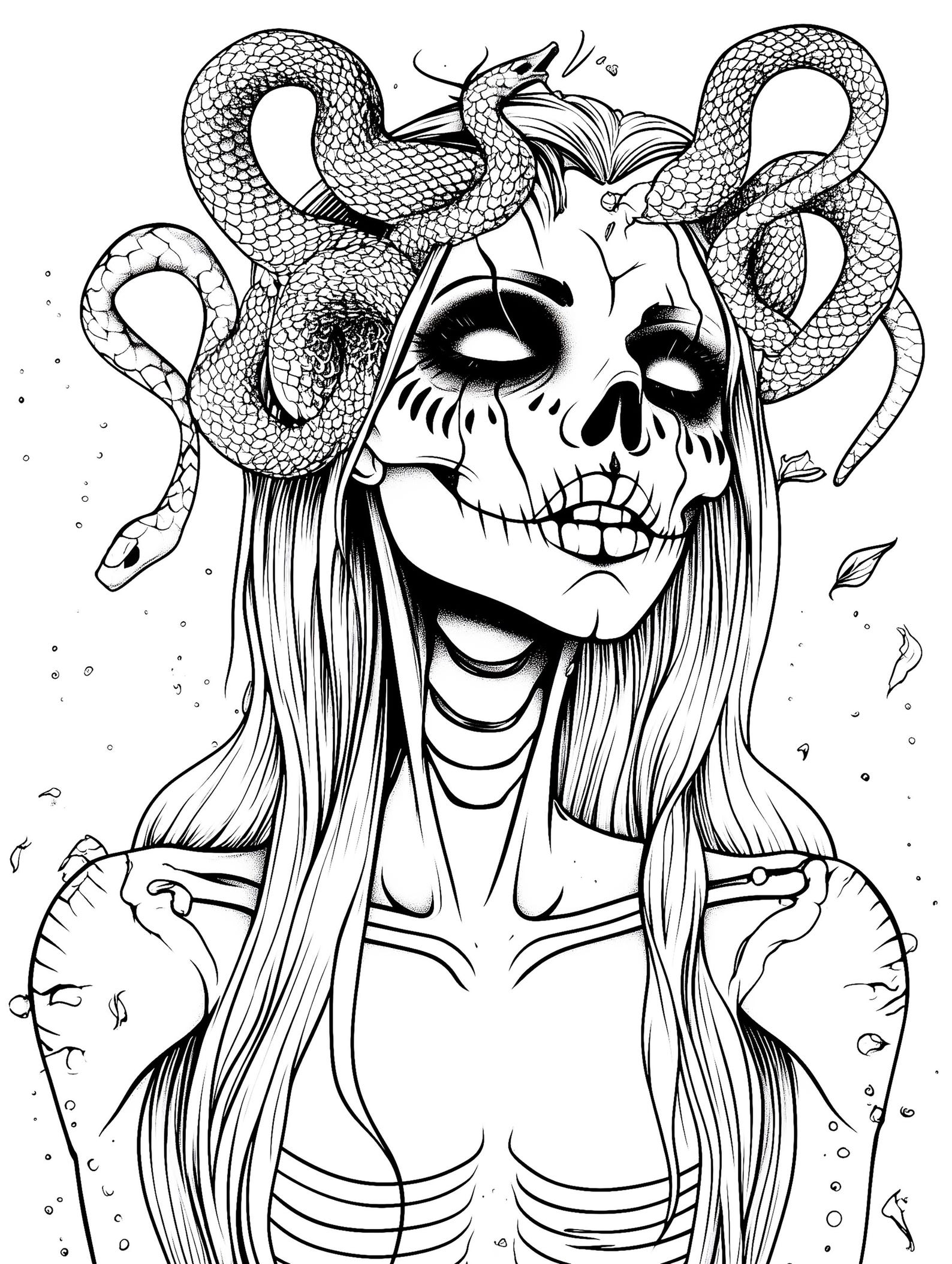 Skelly Medusa Coloring Page Set 1 | Digital Download Coloring Book ...