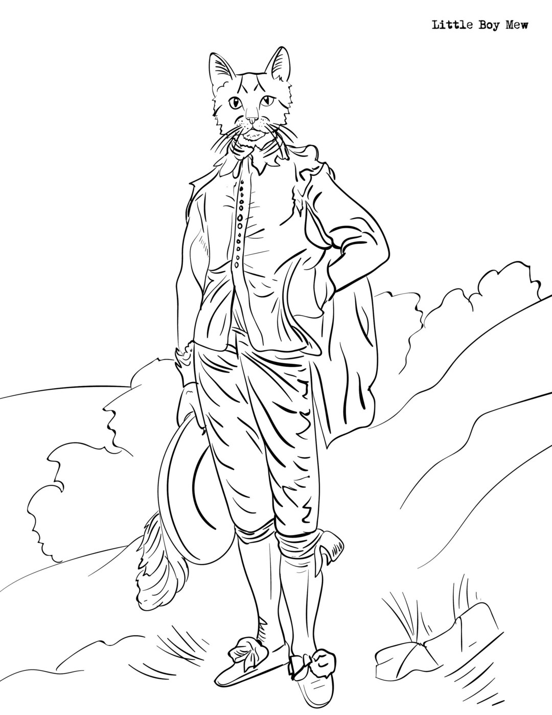 Little Boy Mew Classic Cats Coloring Page | Digital Download Adult ...