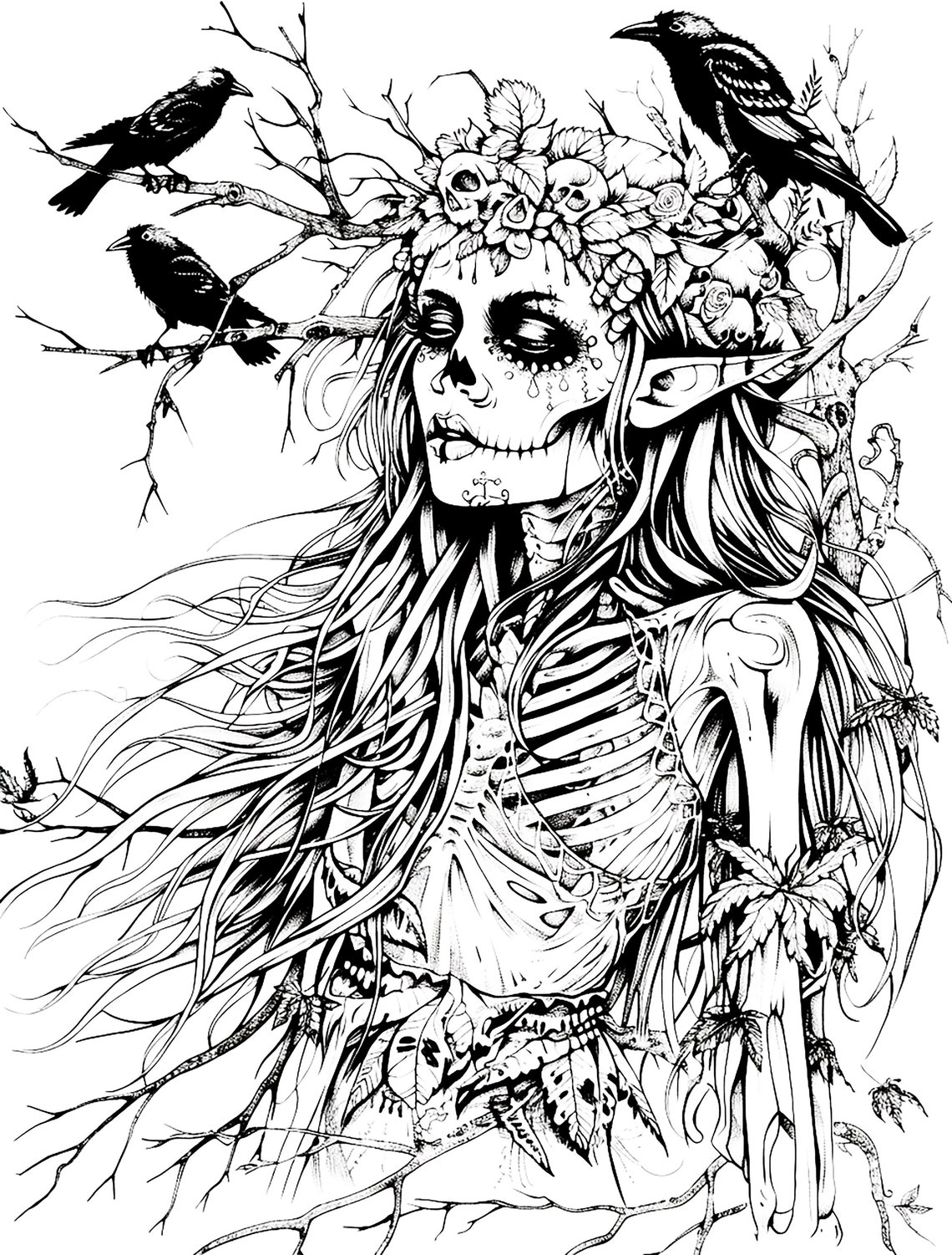 Raven Queen Halloween Coloring Page Set | Digital Download Coloring ...