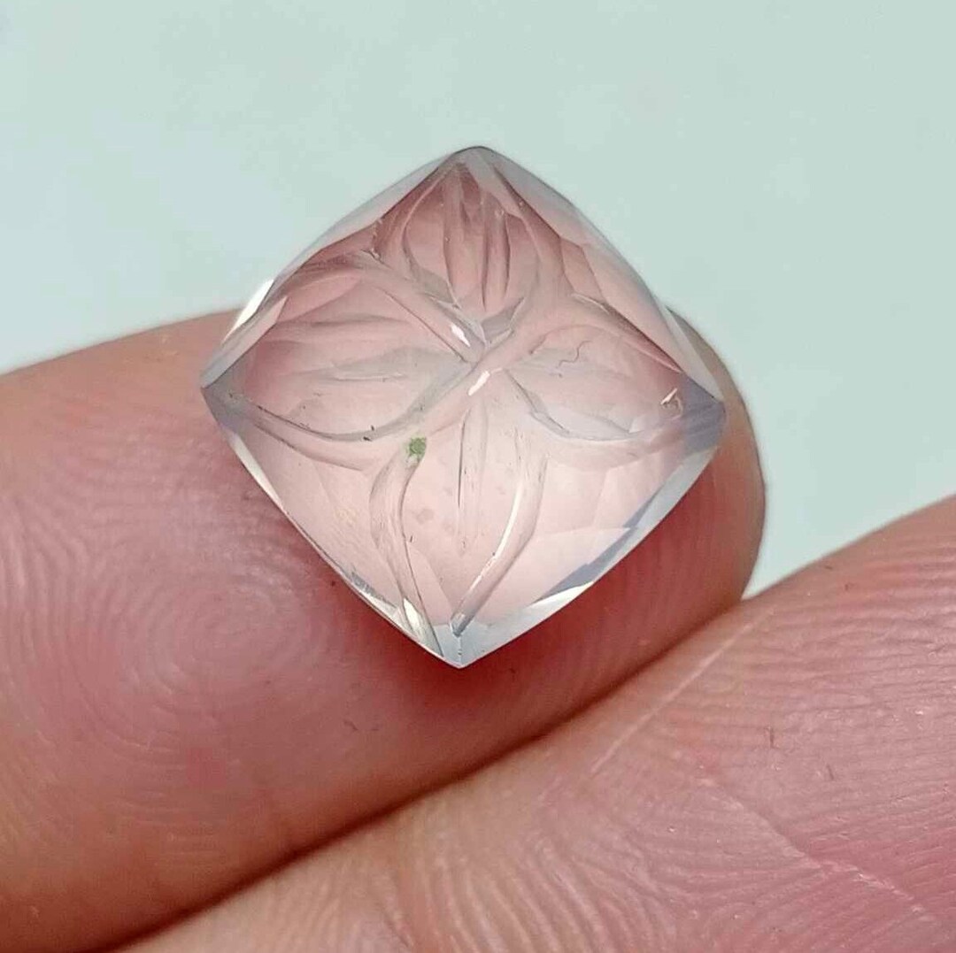 Rose Quartz Carved Stone, Beautiful Rose Quartz Cut Stone, Square ...