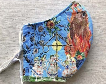 Midsommar Festival Folk Art Cotton Face Mask - Etsy