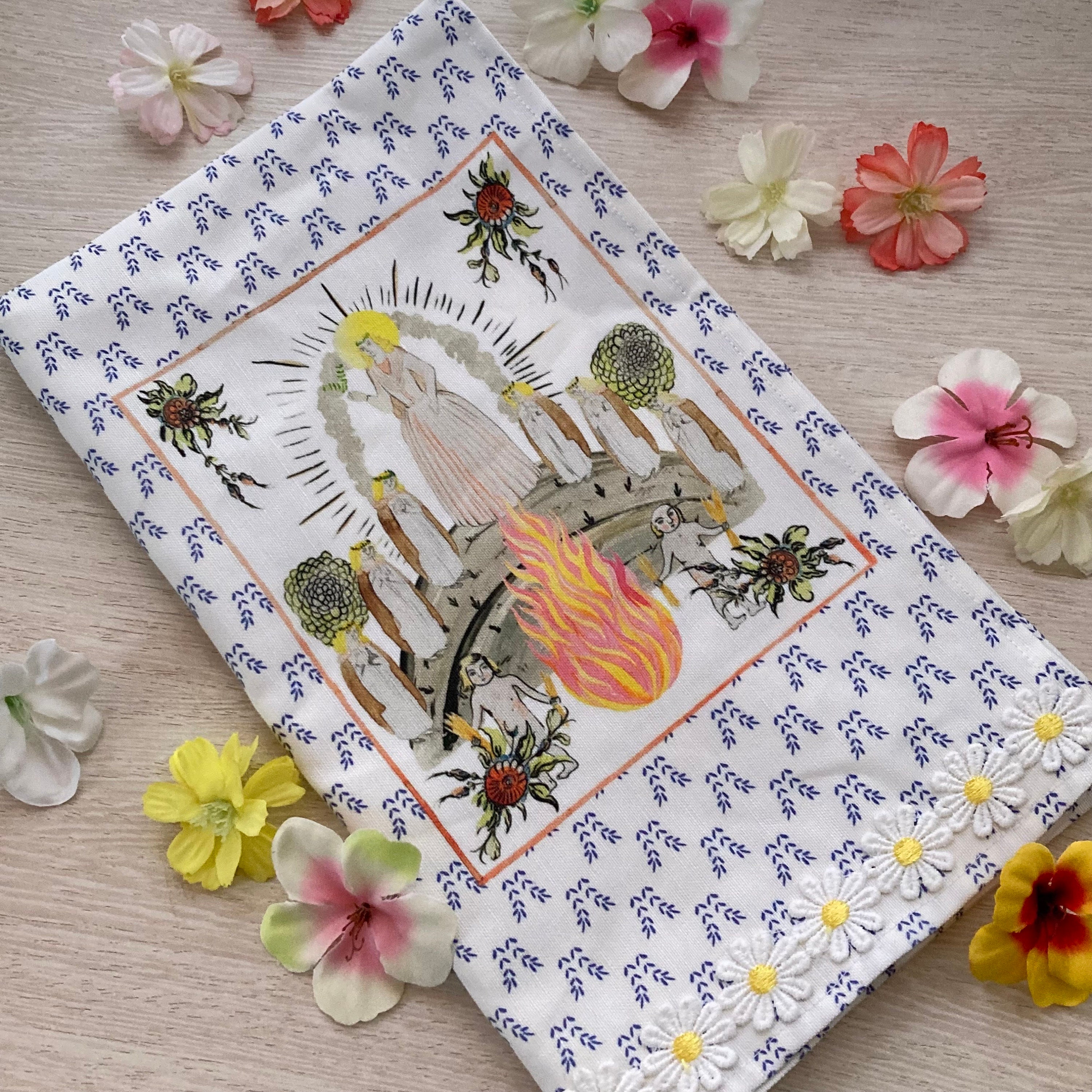 Midsommar Mural Folk Art Tea Towel - Etsy