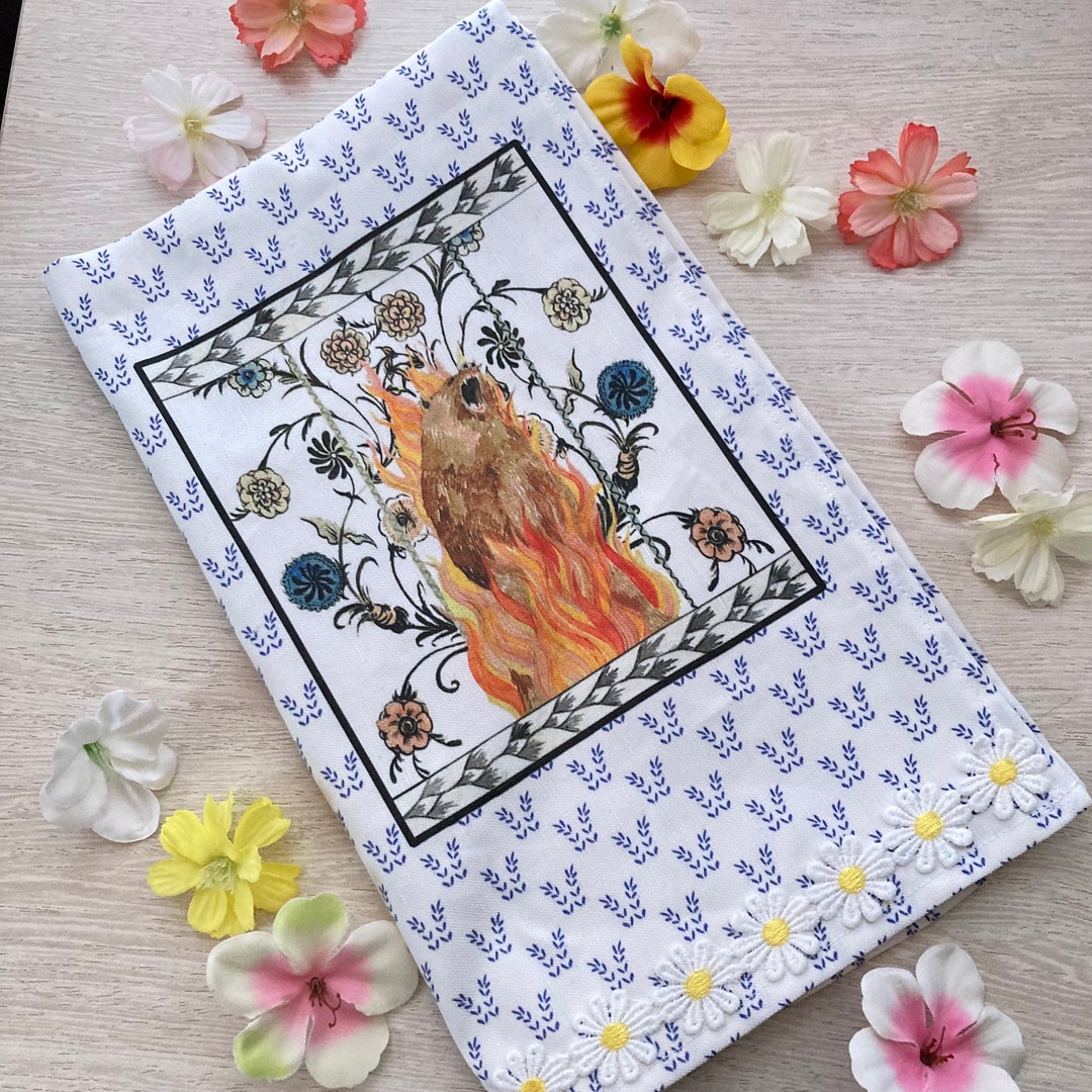 Midsommar Mural Folk Art Tea Towel - Etsy