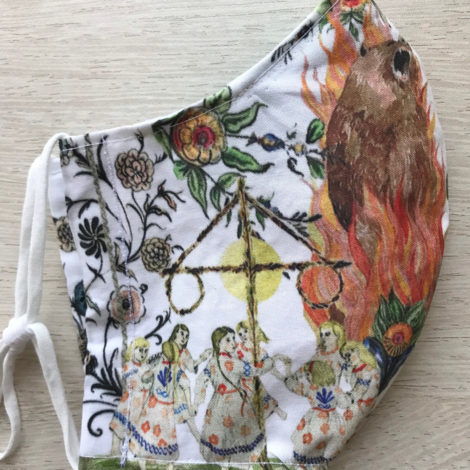 Midsommar Festival Folk Art Cotton Face Mask - Etsy