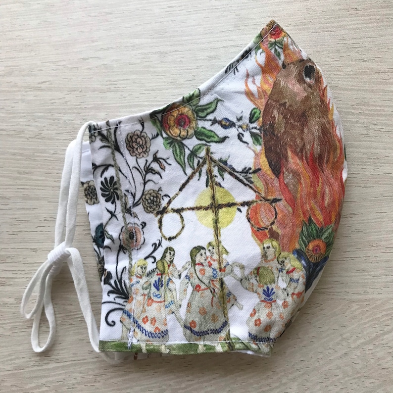 Midsommar Festival Folk Art Cotton Face Mask - Etsy