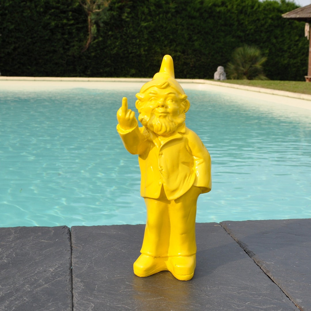Garden Gnome Middle Finger Yellow - Etsy