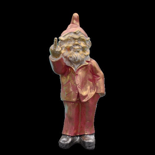 Garden Dwarf Middle Finger Red and Gold - Etsy