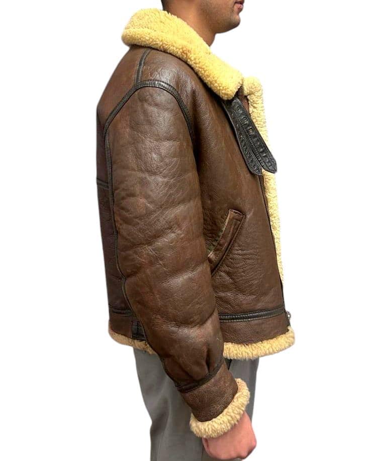 Vintage Original AVIREX Type B-3 Shearling Sheepskin Flight Leather Jacket Brown Size 42 Large ...