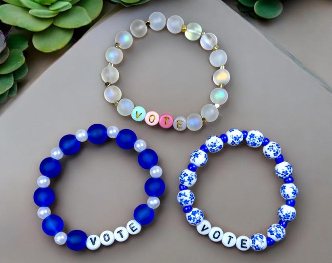 VOTE Beaded Bracelets - Vote 2024 - Election Accessories - Etsy