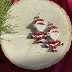 CHRISTMAS SANTA EARRINGS Red Santa Earrings for Her Full Body Santa ...