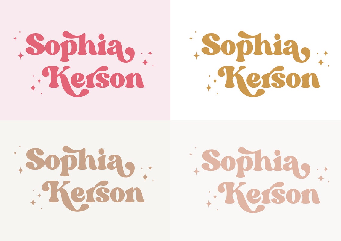 Premade Retro Logo Script Logo Signature Logo Celestial | Etsy