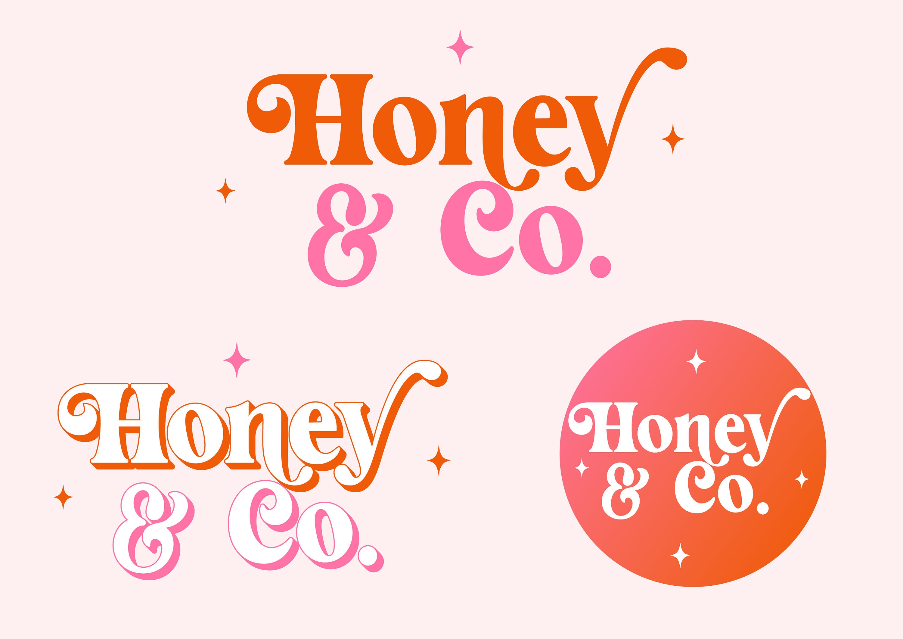 Pink and Orange Logo Funky Logo Design Retro Logo Groovy - Etsy