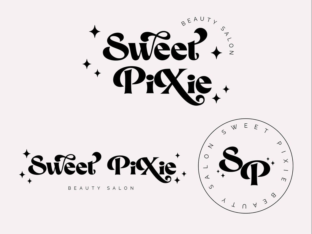 Premade Retro Logo, Groovy Retro Logo, Beauty Logo, Funky Logo Branding ...