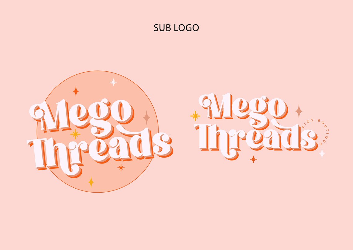 Premade Retro Logo Design Custom Branding Package Colorful - Etsy