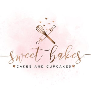 Pink and Rose Gold Bakery Logo, Bakery Branding Kit, Cake Cupcake ...