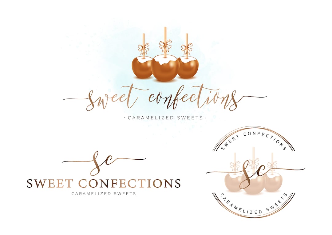 Caramel Apple Logo Design: Premade Bakery Branding - Etsy