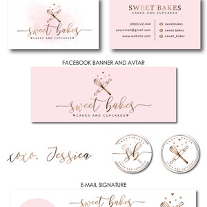 Pink and Rose Gold Bakery Logo, Bakery Branding Kit, Cake Cupcake ...