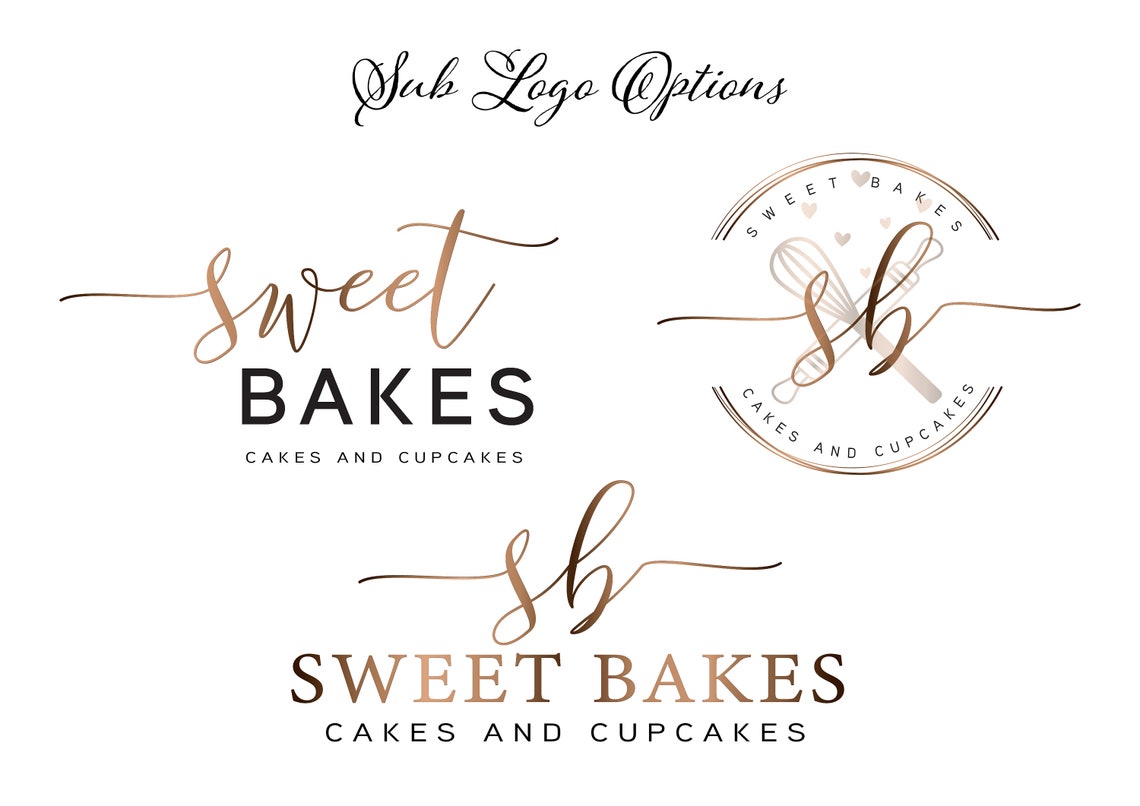 Pink and Rose Gold Bakery Logo Bakery Branding Kit Cake - Etsy