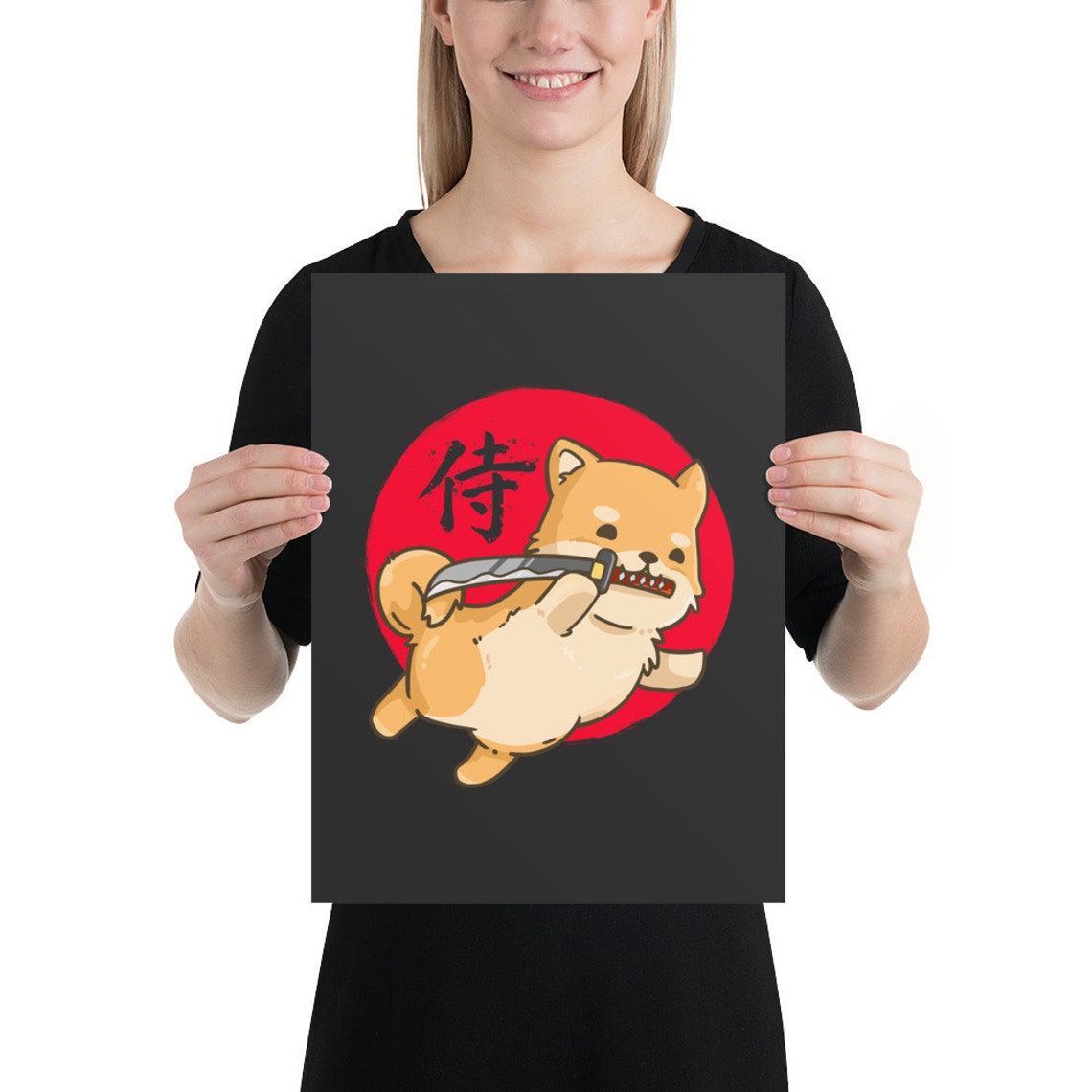 Samurai Shiba Inu Digital Art Print, Kawaii Anime Poster, Gift for ...
