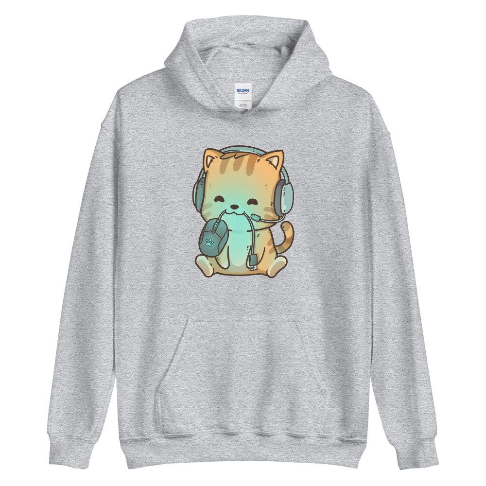Gamer Cat Kawaii Hoodie Kawaii Clothing Gift for Cat Lover - Etsy