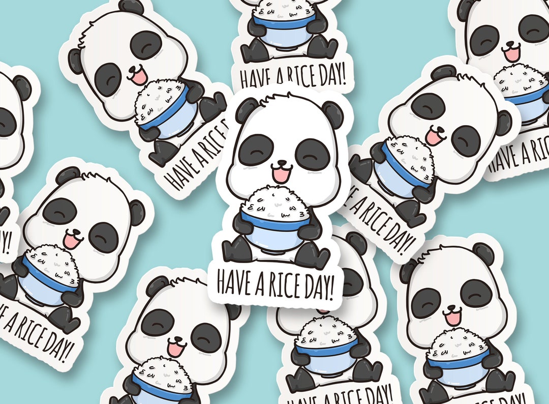Have a Rice Day Vinyl Sticker, Cute Panda Sticker, Kawaii Stationery ...