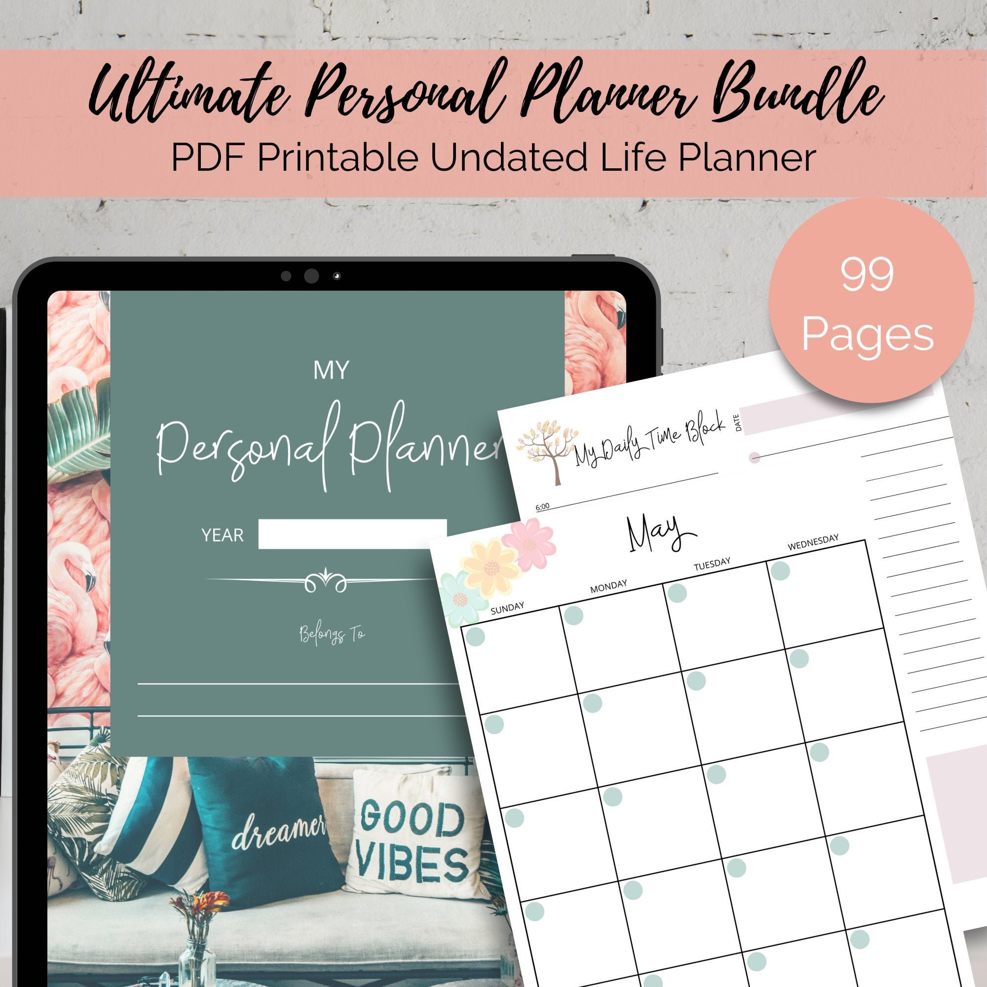Personal Planner Printable Bundle, Undated Weekly and Daily Planner ...