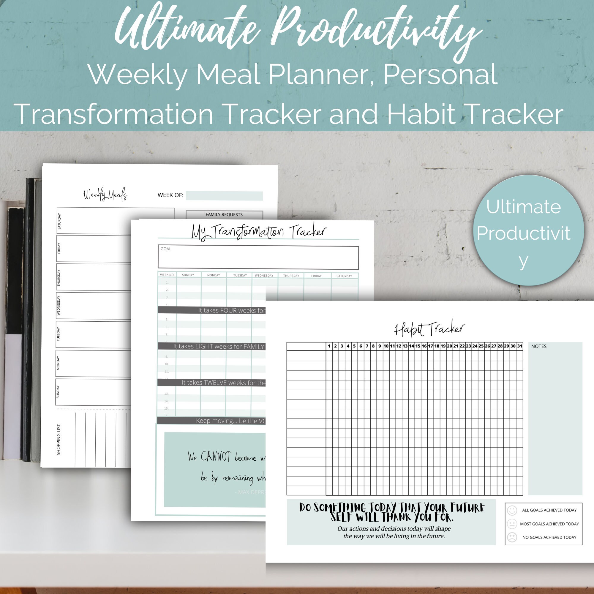Personal Planner Printable Bundle, Undated Weekly and Daily Planner ...