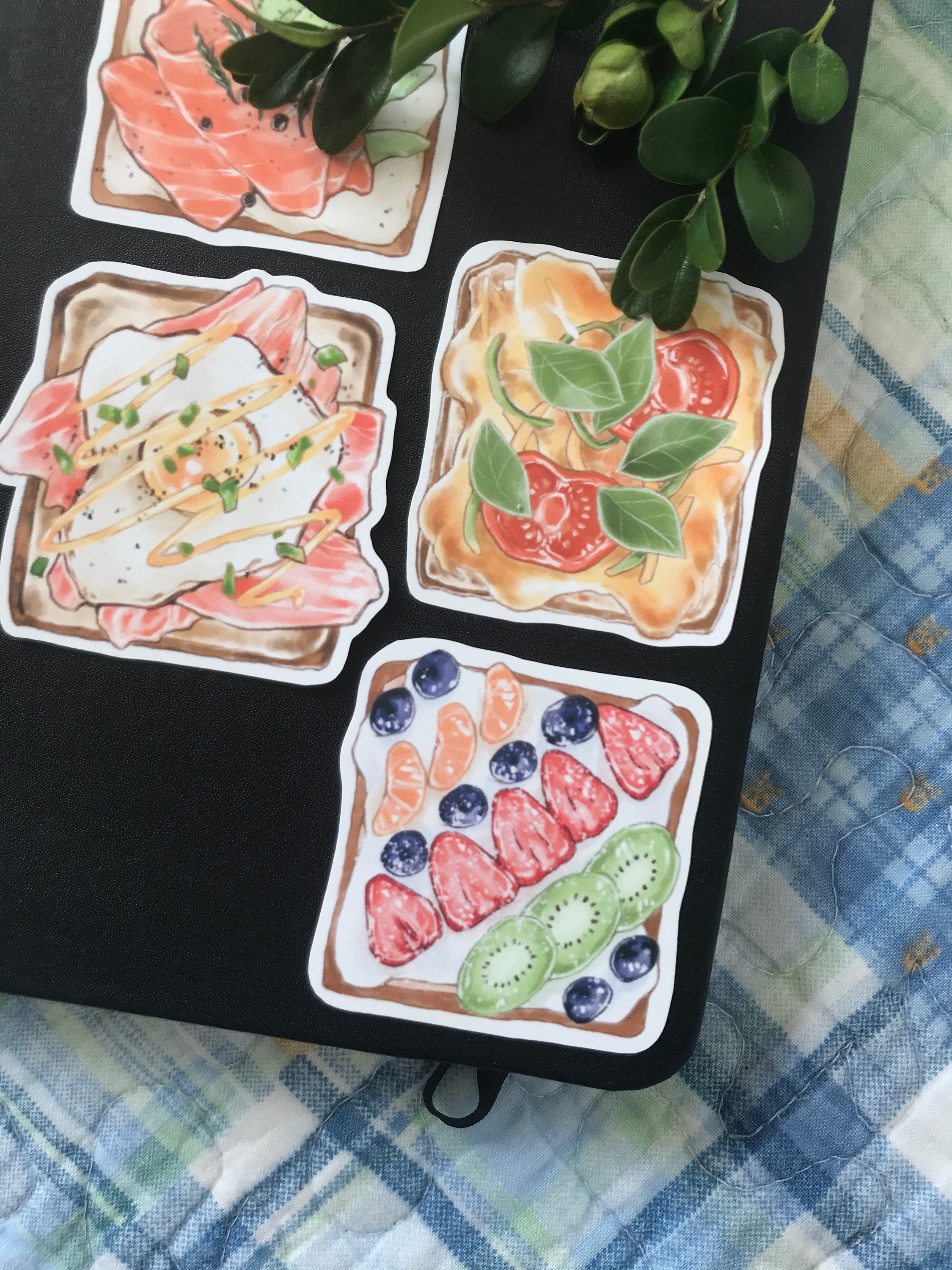 Toast Vinyl Stickers Fruit Toast Egg and Bacon Toast - Etsy