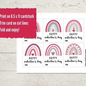 Kids Valentine's Day Card Printable, Instant Download, Rainbow ...