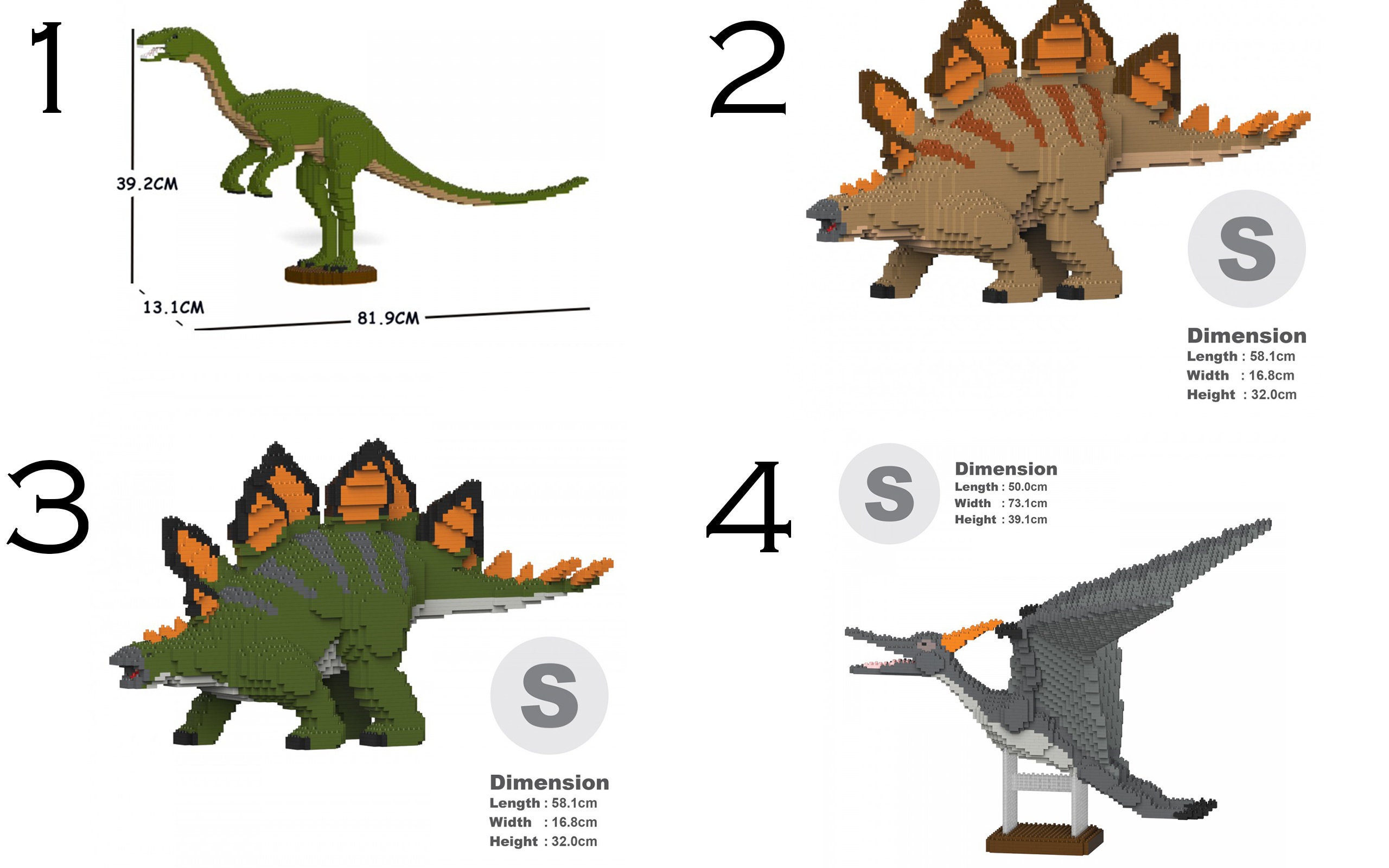Dinosaurs Sculptures 3D Building Blocks DIY Model Kit - Etsy