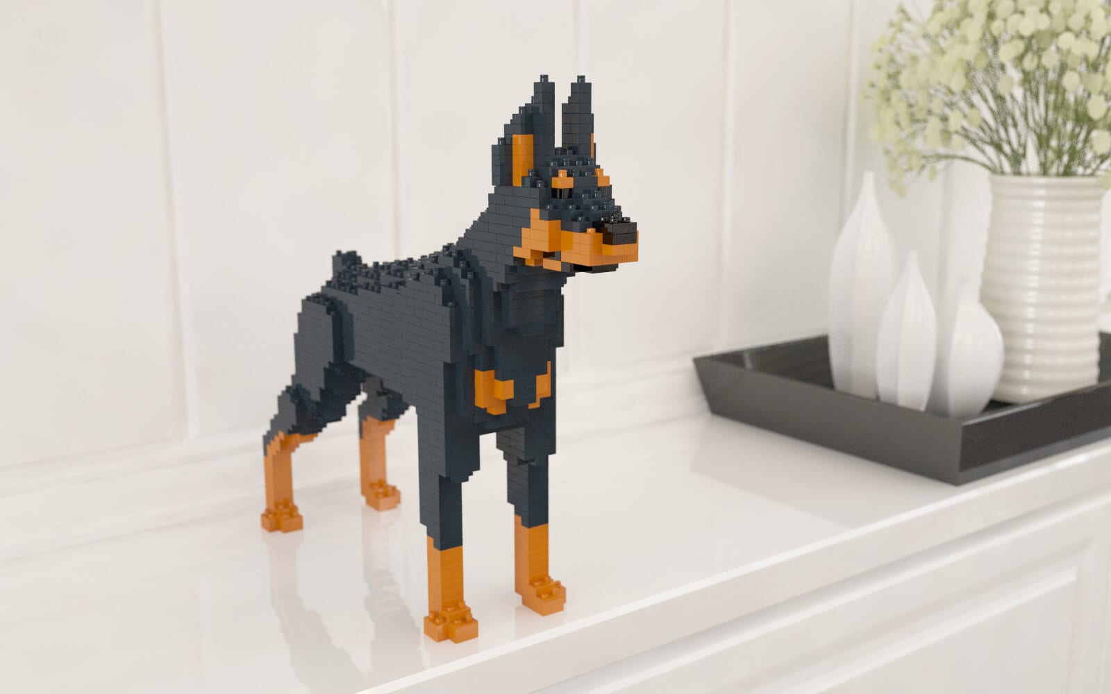 Doberman Pinscher Dog Sculptures | 3D Building Blocks | DIY Model Kit ...