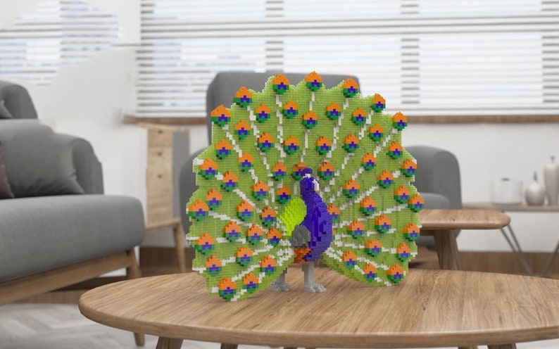 Peacock Sculptures Sculptures | 3D Building Blocks | DIY Model Kit - Etsy