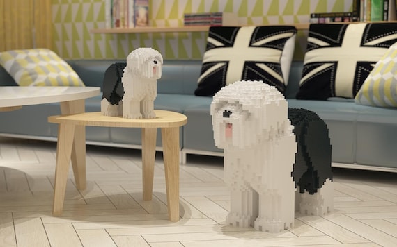 Old English Sheepdog Dog Sculptures 3D Building Blocks DIY | Etsy