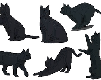 Maine Coon Cats Sculptures 3D Building Blocks DIY Model | Etsy