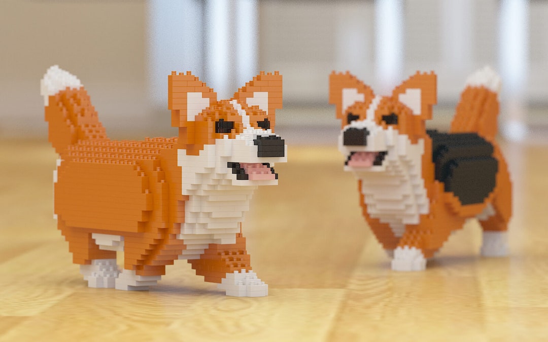 Welsh Corgi Dogs Sculptures | 3D Building Blocks | DIY Model Kit - Etsy