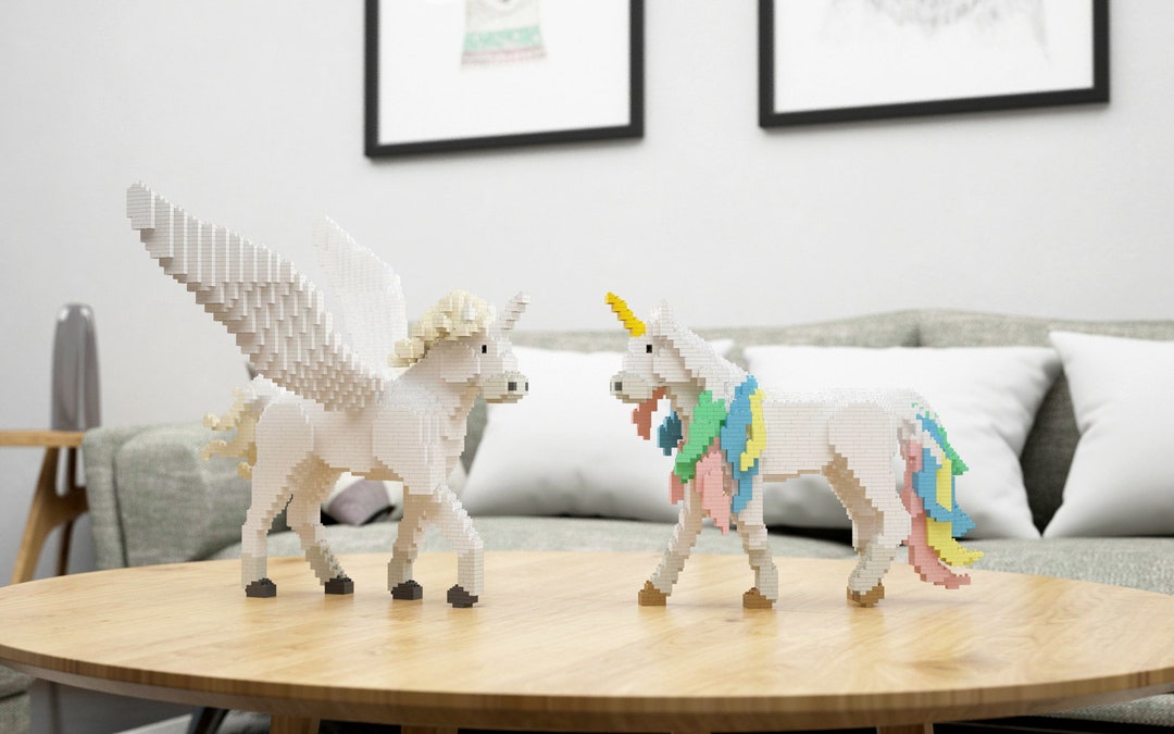 Unicorns Sculptures | 3D Building Blocks | DIY Model Kit - Etsy
