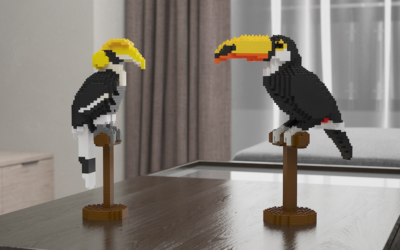 Birds Sculptures Sculptures 3D Building Blocks DIY Model - Etsy