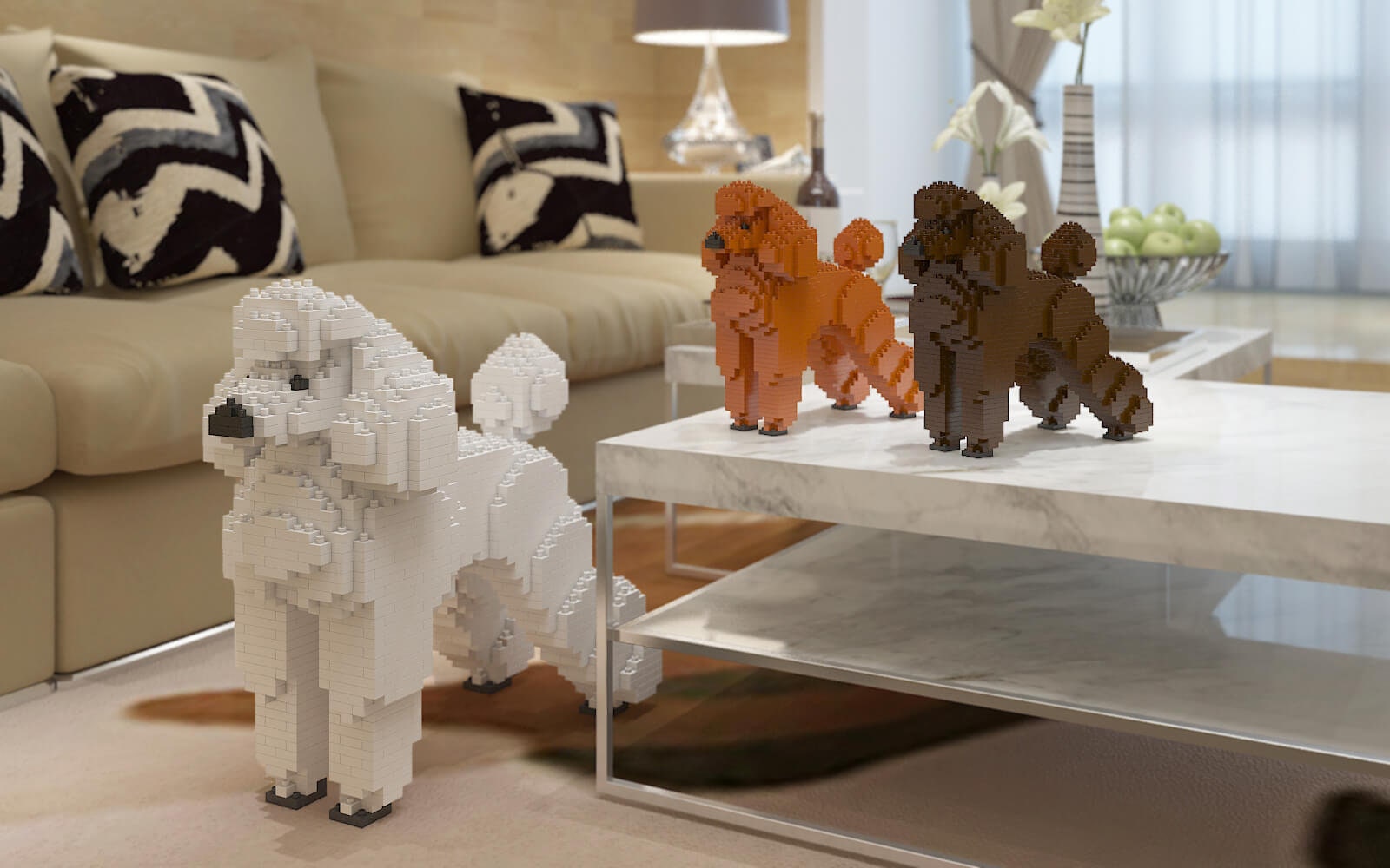 Standard Poodle Dog Sculptures | 3D Building Blocks | DIY Model Kit - Etsy