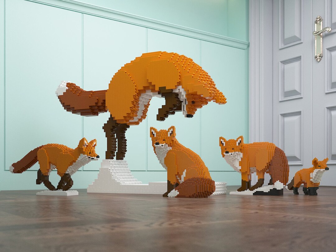 Foxes Sculptures | 3D Building Blocks | DIY Model Kit - Etsy