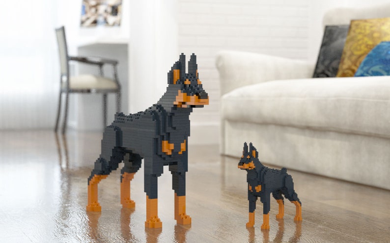 Doberman Pinscher Dog Sculptures | 3D Building Blocks | DIY Model Kit ...