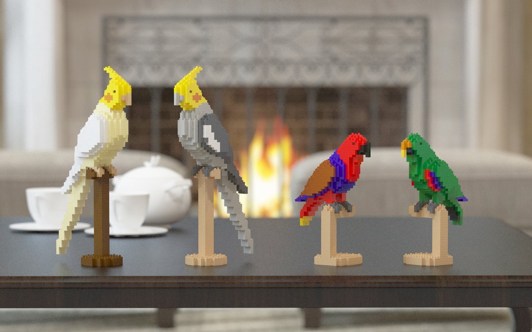 Cockatiel, Cockatoo, Eclectus Parrots Sculptures | 3D Building Blocks ...
