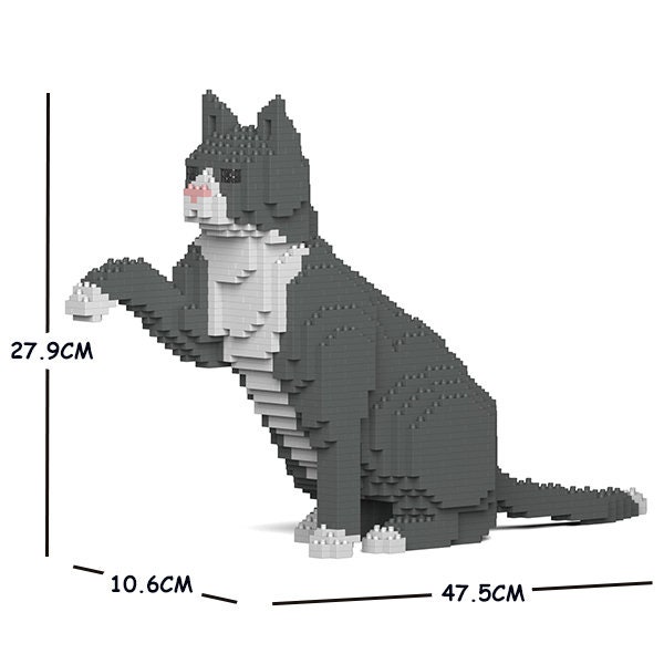 Grey Tuxedo Cats Sculptures 3D Building Blocks DIY Model Kit - Etsy